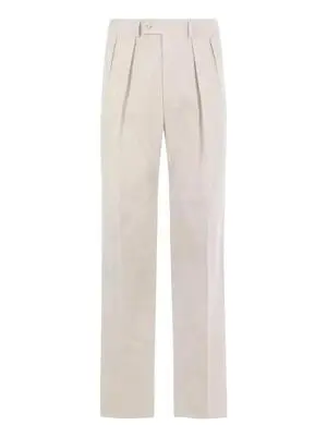 Caruso Buttoned Pleated Trousers - Neutrals