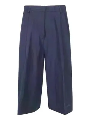 Fabiana Filippi Pleated Wide-leg Cropped Trousers - Blue