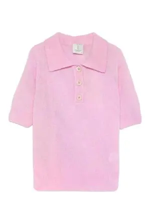 Incentive! Cashmere Button Polo Sweater - Pink