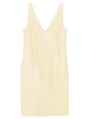 TOTEME Crinkled Leather V-neck Dress - Neutrals