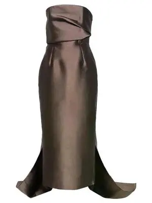 Solace London Kiki Strapless Maxi Dress - Brown