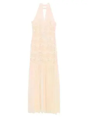 TWINSET Lace Detail Pleated Maxi Dress - Pink