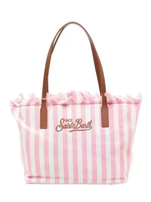 MC2 SAINT BARTH Striped Fringed Beach Bag - Pink