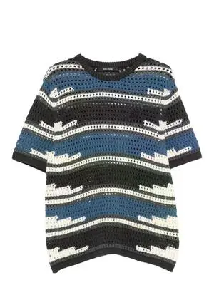 DAILY PAPER Striped Open-knit T-shirt - Black