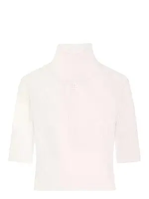 COURREGES Logo-detail Cropped Sweater - White