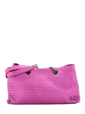 Bottega Veneta Double Chain Tote Intrecciato Nappa Large Shoulder Bag - Purple