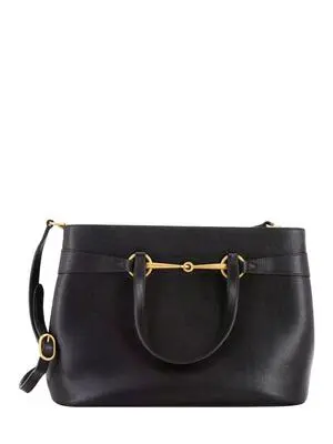 Gucci Bright Bit Convertible Leather Medium Tote Bag - Black