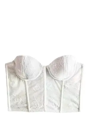 FLEUR DU MAL Bouquet Lace Bustier Top - White