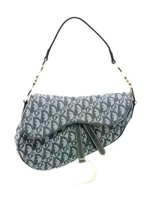 Dior 2001 Oblique Canvas Saddle Shoulder Bag - Blue
