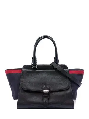 Burberry Leather And Mega Check Canvas Harcourt Satchel - Blue