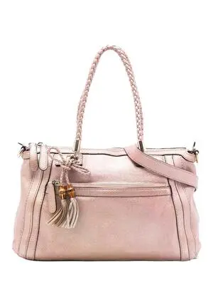 Gucci Metallic Pebbled Calfskin Bella Satchel - Pink