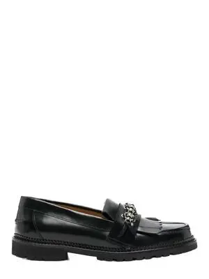 TOGA VIRILIS Leather Loafers With Chain And Tassel Detail - Black