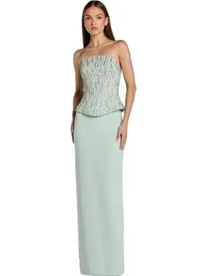 Mac Duggal Embellished Strapless Column Gown - Green