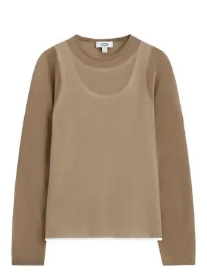 Cos Layered Knit Long-sleeve Top - Brown