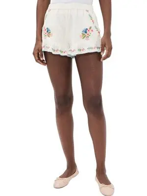 Show Me Your Mumu Cannes Embroidered Shorts - Wild Meadow Embroidery
