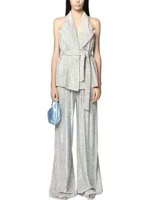 TWENTY FOURHAITCH Arizona Sequined Palazzo Pants - Silver