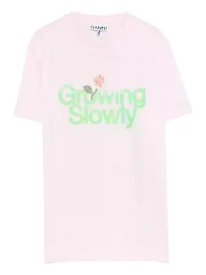 GANNI Printed T-shirt - Pink