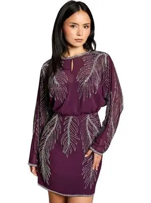 Coast Petite Feather Embellished Mini Dress - Red