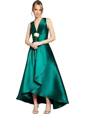 Coast Plunge Waterfall Maxi Dress Emerald