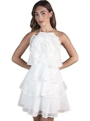 Coast Corsage Halter Bridal Mini Dress - Ivory