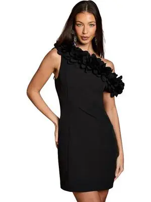 Coast 3d Floral One-shoulder Mini Dress - Black