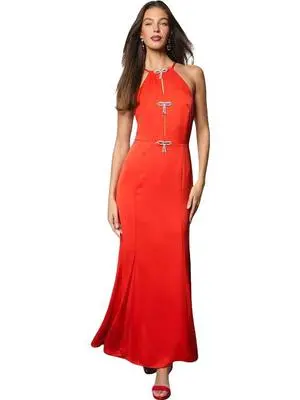 Coast Diamante Bow Halterneck Maxi Dress Red