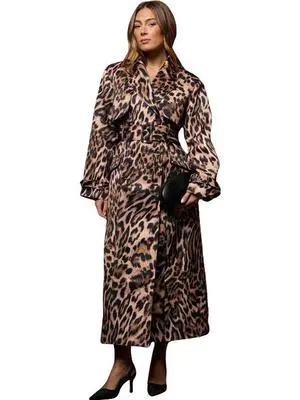 Coast Printed Satin Trench Coat - Leopard