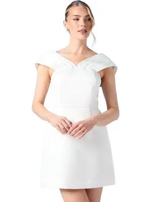 Coast Bardot Satin Bridal Mini Dress - Ivory