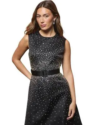 Coast Hotfix Diamante Midi Dress - Black