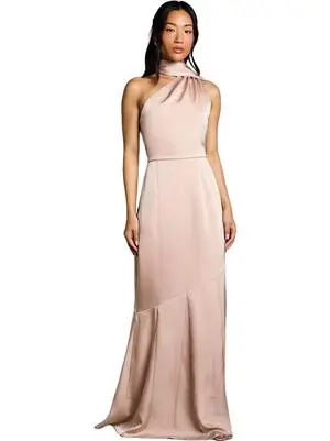 Coast Satin One Shoulder Maxi Dress - Blush