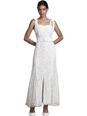 Coast Lace Bow Shoulder Maxi Wedding Dress - Ivory