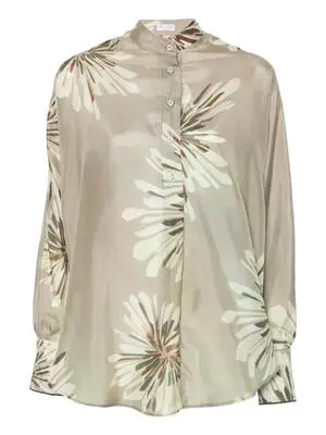 Brunello Cucinelli Floral-print Blouse - Neutrals