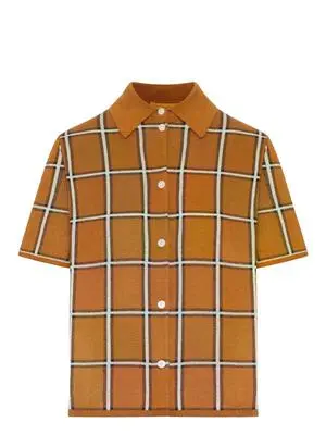 Guest In Residence Checked Collared Top - Orange