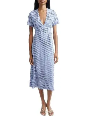 Max Mara Geo Print Midi Dress - Cornflower Blue
