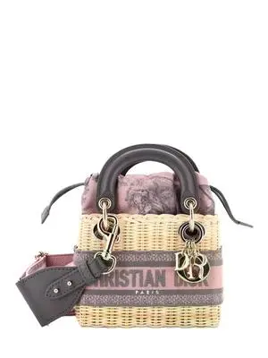 Dior Lady Wicker And Oblique Canvas Mini Tote - Neutrals