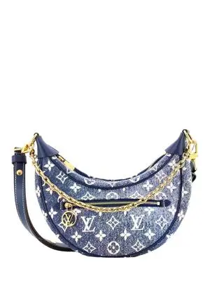LOUIS VUITTON Loop Handbag Monogram Jacquard Denim Hobo Bag Blue