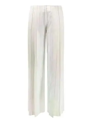 SEMICOUTURE Adelina Striped Pleated Palazzo Pants Neutrals