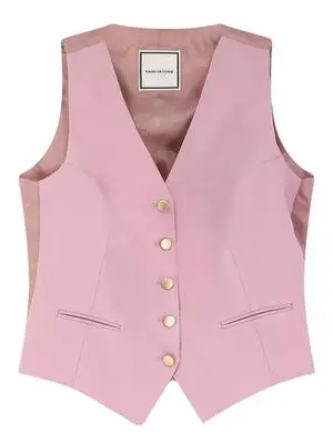 Tagliatore V-neck Button Vest - Pink