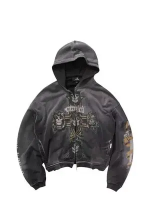 REPRESENT X Guns N' Roses Cross Zip Through Hoodie - Grey