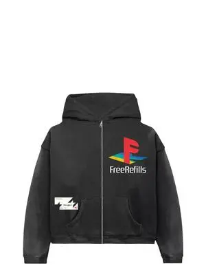 FREE REFILLS Printed Zip-up Hoodie - Black