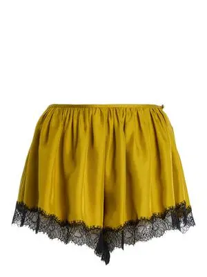 Ulla Johnson Georgiana Lace-trimmed Silk Mini Shorts - Yellow
