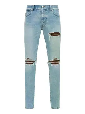 Amiri Croc MX1 Ripped-Design Jeans Blue