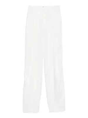 Elisabetta Franchi Pleated Ivory Trousers - White