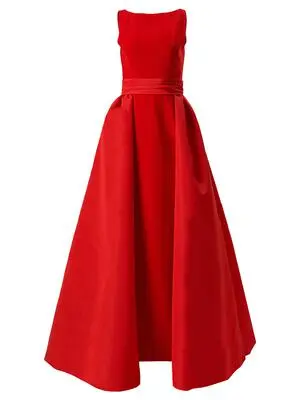 Carolina Herrera Overskirt-detailed Silk Faille Column Gown - Red