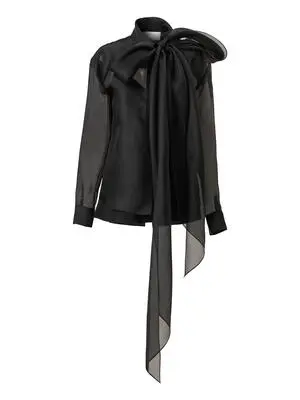 Carolina Herrera Bow-detailed Silk Organza Shirt - Black