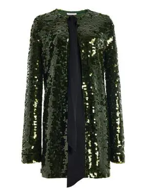 CAROLINA HERRERA Signature Merino Sequin Cardigan
