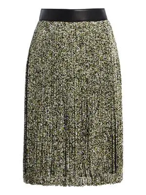 BRANDON MAXWELL The Juno Bead-Embroidered Knee-Length Skirt