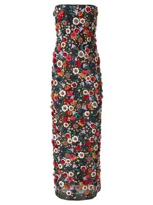 CAROLINA HERRERA Embellished Crepe Silk Organza Ankle-Length Dress