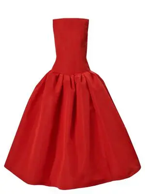 Carolina Herrera Strapless Silk Faille Gown - Red