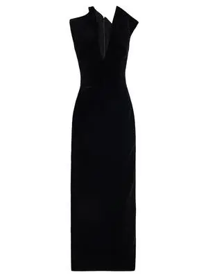 BRANDON MAXWELL The Farren Asymmetric Bonded Velvet Maxi Dress